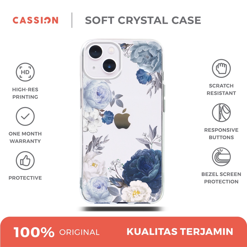 Jual Cassion Blue Flowers Soft Crystal Case Vivo V30e V30 V29 V29e V27 5G V27e V25 V23 V21 V20 ...