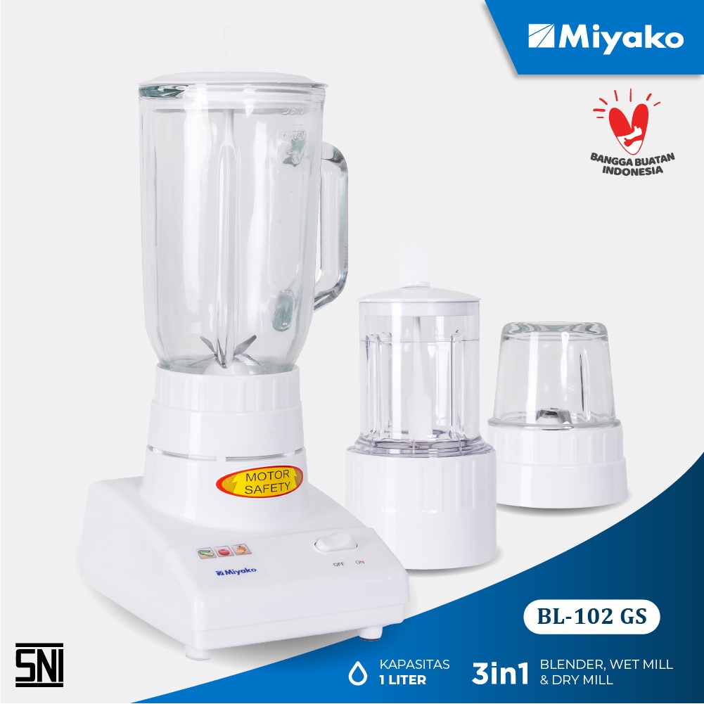 Jual Blender Miyako 102 GS 1 Liter Kaca 3 In 1 Garansi Resmi | Shopee ...