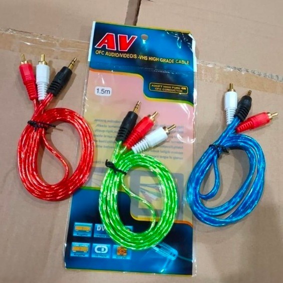 Jual kabel aux 2in1 2x1 kabel audio 2in1 2x1 speaker kabel gede/tebal ...