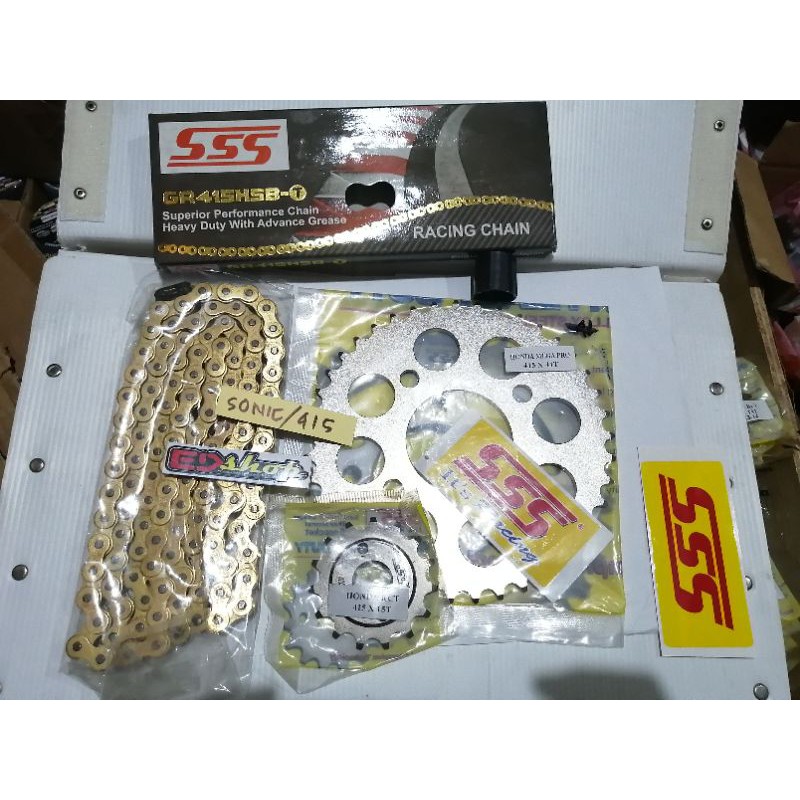 Jual gear SET 415 SONIC SSS HSBT WARNA SUPRA GTR 150 RACING GOLD GER GIR RANTAI MERAH BIRU TIPIS ...