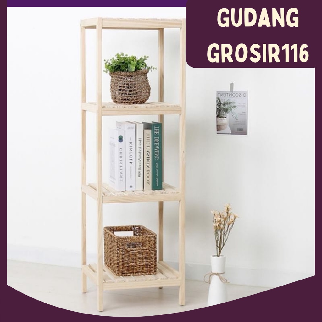Jual Oana Wooden Shelf 4 / Rak Tanaman / Rak Serbaguna / Rak Simple ...