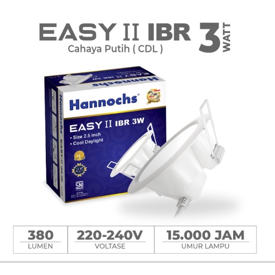 Jual Hannochs Downlight LED EASY II IBR IBS Tricolour 3w Inbow Panel Hannoch Cahaya Putih ...