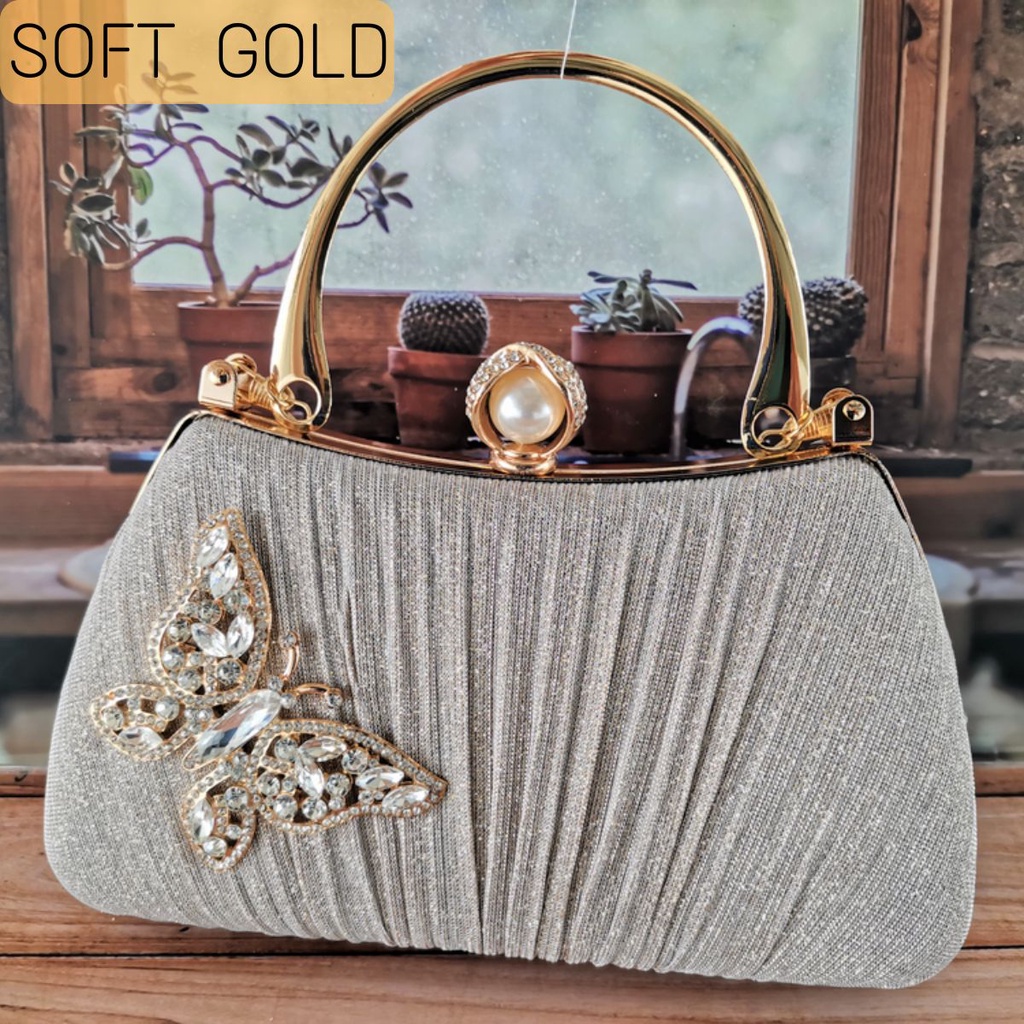 Jual Tas Pesta Import Kondangan Wanita Kristal Glitter Mewah Murah Kupu ...