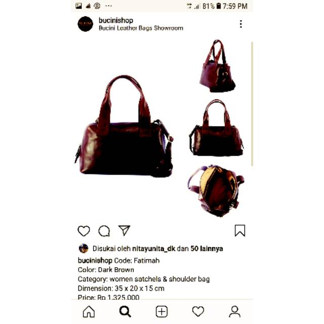 Jual TAS BUCINI FATIMAH PRELOVED MURAH | Shopee Indonesia