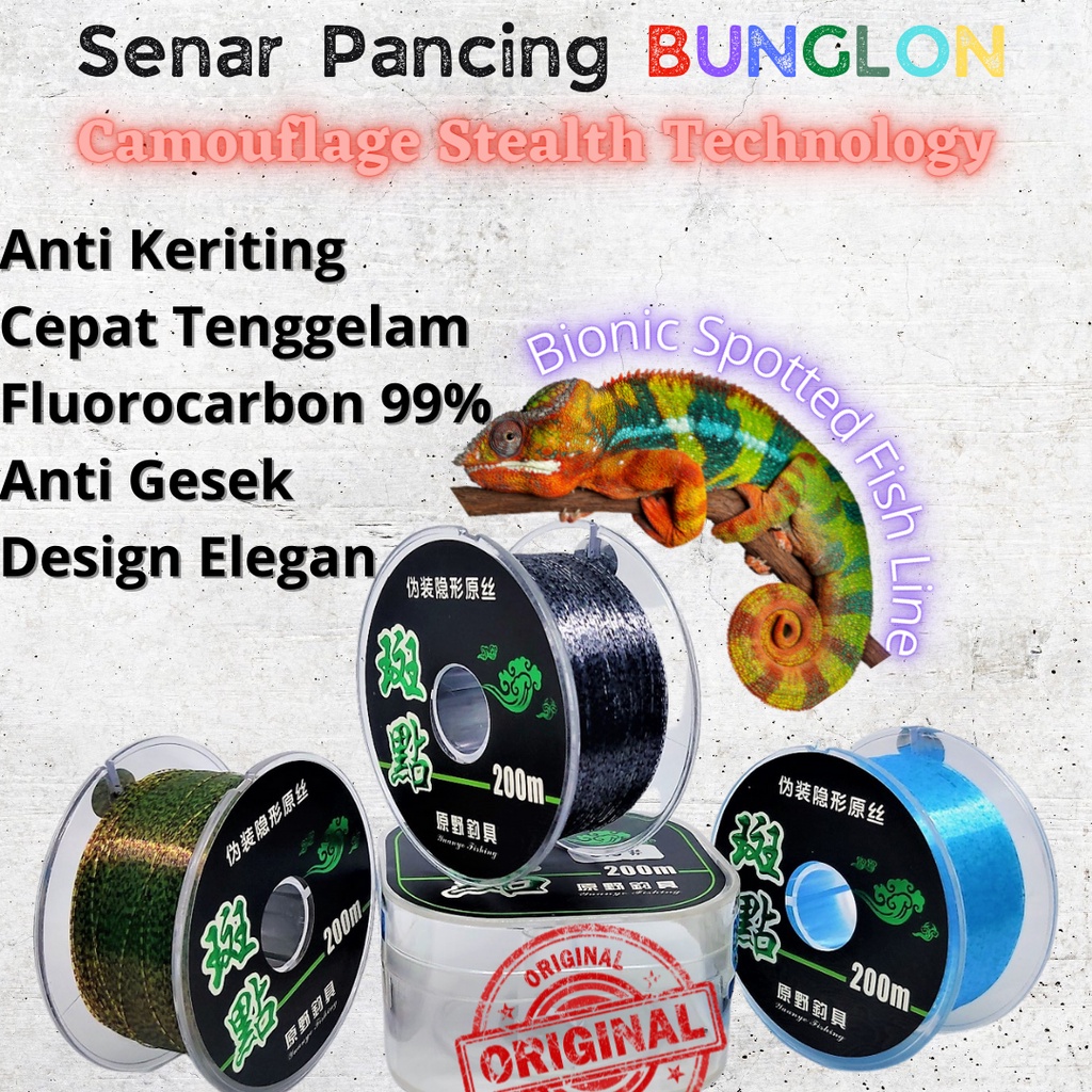 Jual Senar Pancing Bunglon Bahan Nylon Fluorocarbon Super kuat Merk Yuanye 200 Meter | Shopee ...
