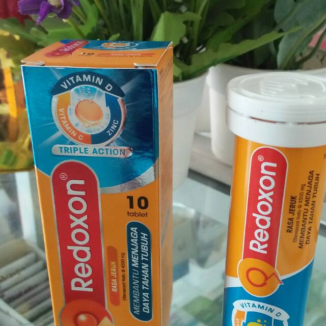 Jual Redoxon Vitamin C plus Zink Triple Action isi 10 tablet rasa jeruk ...