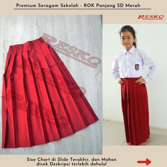 Jual ROK REMPEL PANJANG BAWAHAN SD MERAH - SERAGAM SEKOLAH RESKO | Shopee Indonesia