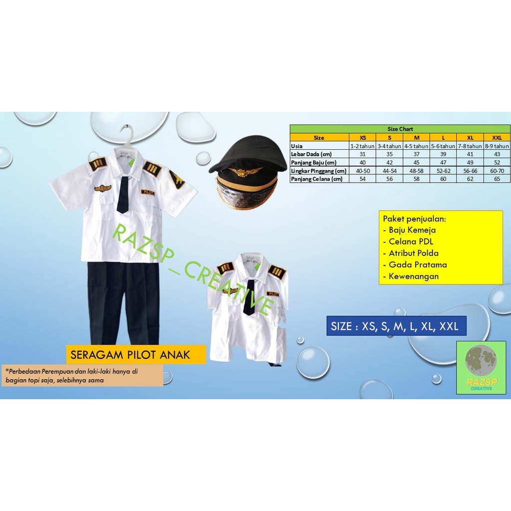 Jual Baju Seragam Pilot Anak | Setelan Pilot Anak | Kostum Pilot Anak ...