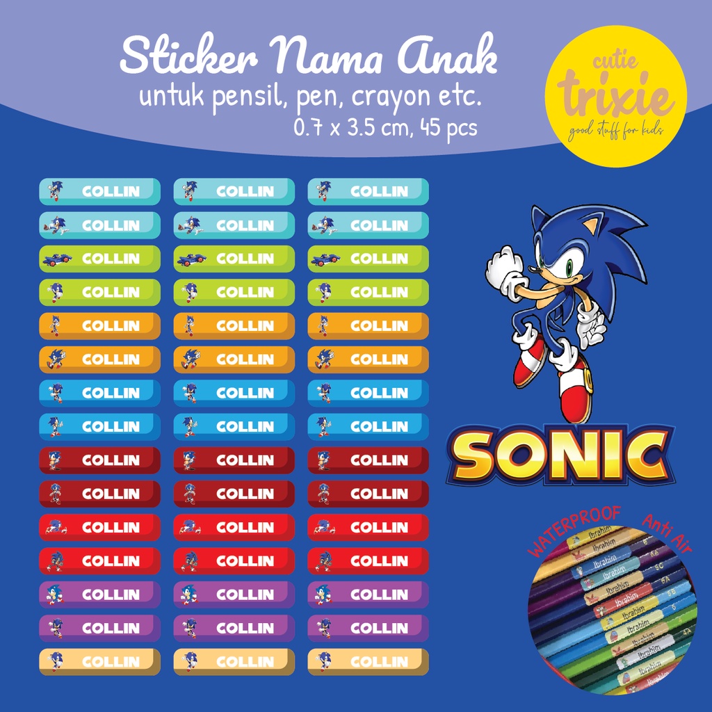 Jual Sticker Label Nama Pensil Sonic | Shopee Indonesia