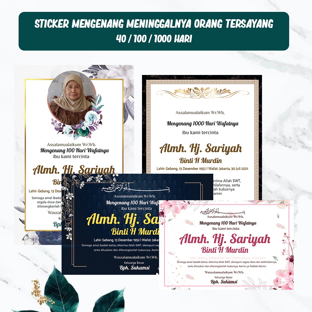 Jual Stiker kartu / 100 /1000 hari wafat meninggal STICKER loving ...