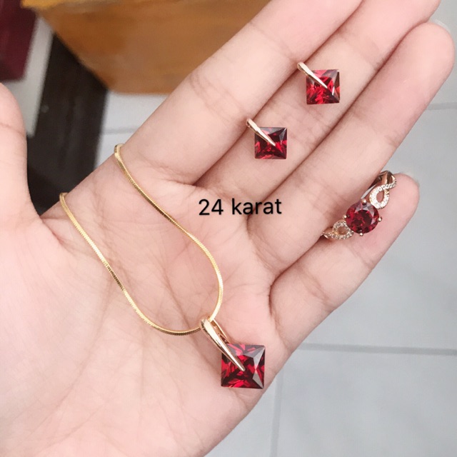 Jual set giok warna merah permata giok asli 88 | Shopee Indonesia