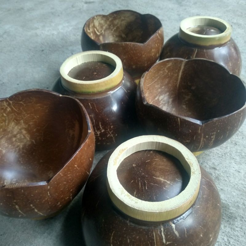 Jual PAKET HEMAT ISI 6 PCS MANGKOK BAKSO BATOK KELAPA GELOMBANG KAKI ...