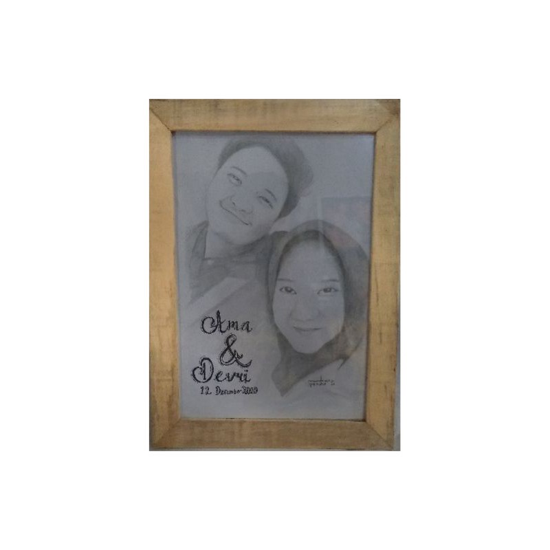 Jual Lukisan seketsa wajah gabung foto A4(GRATIS BINGKAI FIGURA) Kado ...