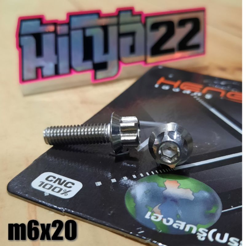 Jual baut 10 probolt 6x20 stainless CNC 5G model gear 2 kunci original heng thailand m6x20 ...
