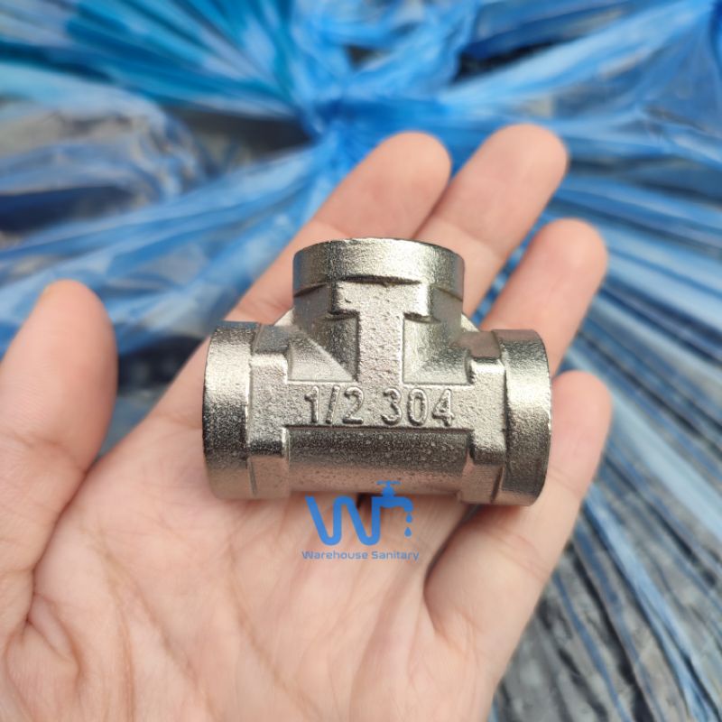 Jual Nepel Sambungan Tee Drat Dalam Ukuran 1/2 inch Bahan Stainless Steel | Shopee Indonesia