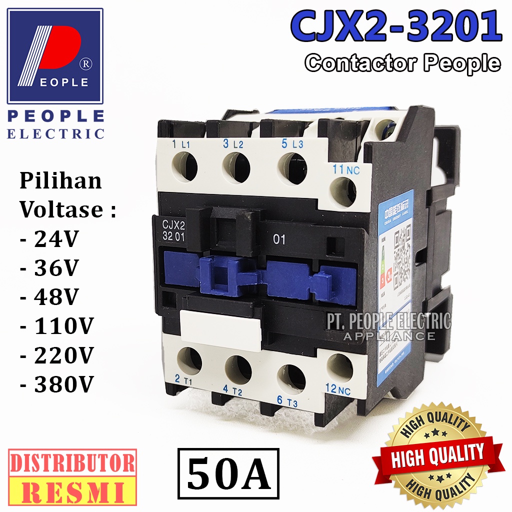 Jual CONTACTOR KONTAKTOR CJX2-3201-NC PEOPLE AC 24V 36V 48V 110V 220V 380V | Shopee Indonesia