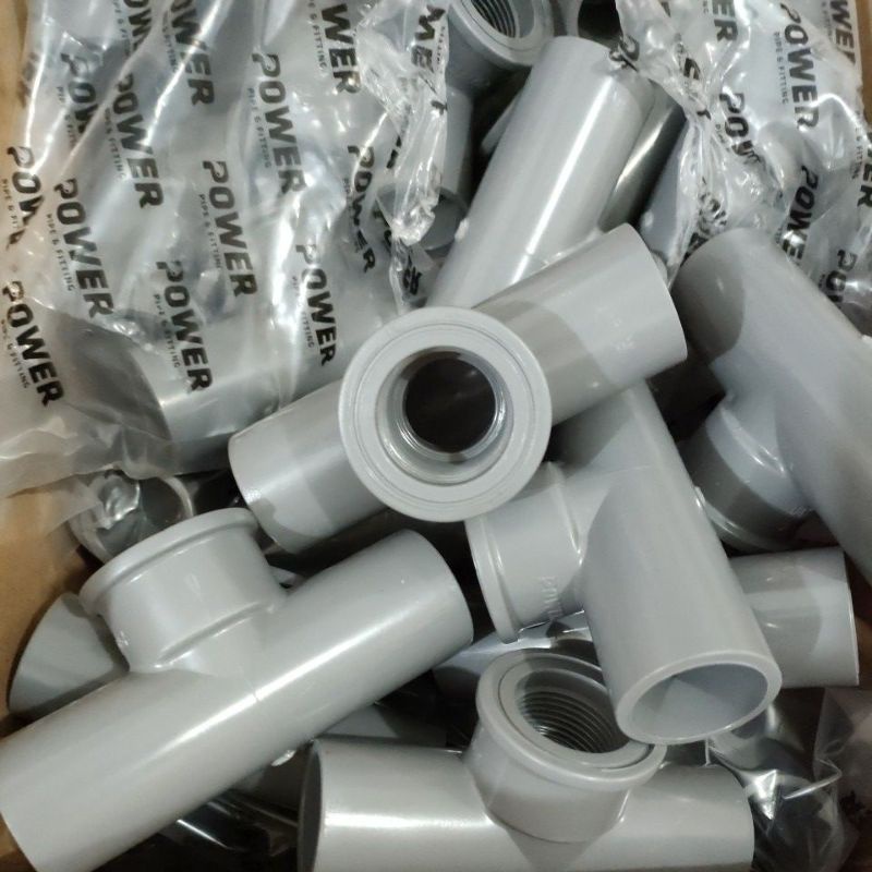 Jual [ POWER ] Tee Drat / T Drat Fitting PVC Merk POWER AW 1/2" - 3/4 ...