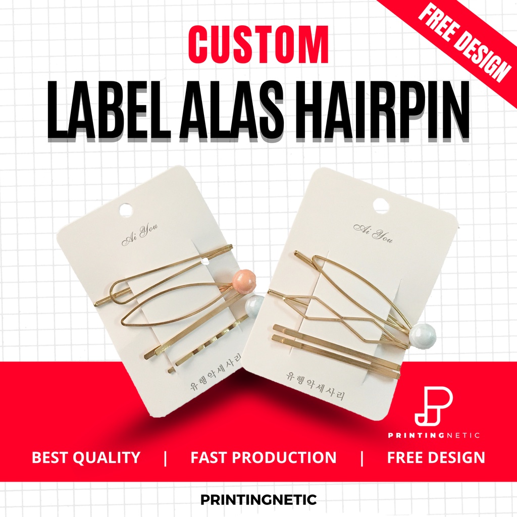 Jual (FREE DESIGN) Custom Hair Pin Card/ Kertas Jepit Rambut / Hair Pin ...