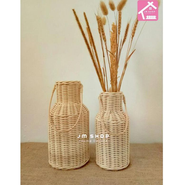 Jual VAS BUNGA BOTOL ROTAN ASLI MURAH-VAS ANYAMAN-VAS BUNGA KERING-VAS ...