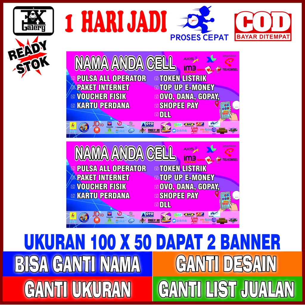 Jual (TERMURAH) SPANDUK BANNER KONTER, TOP UP GAME, SPANDUK GAME ...