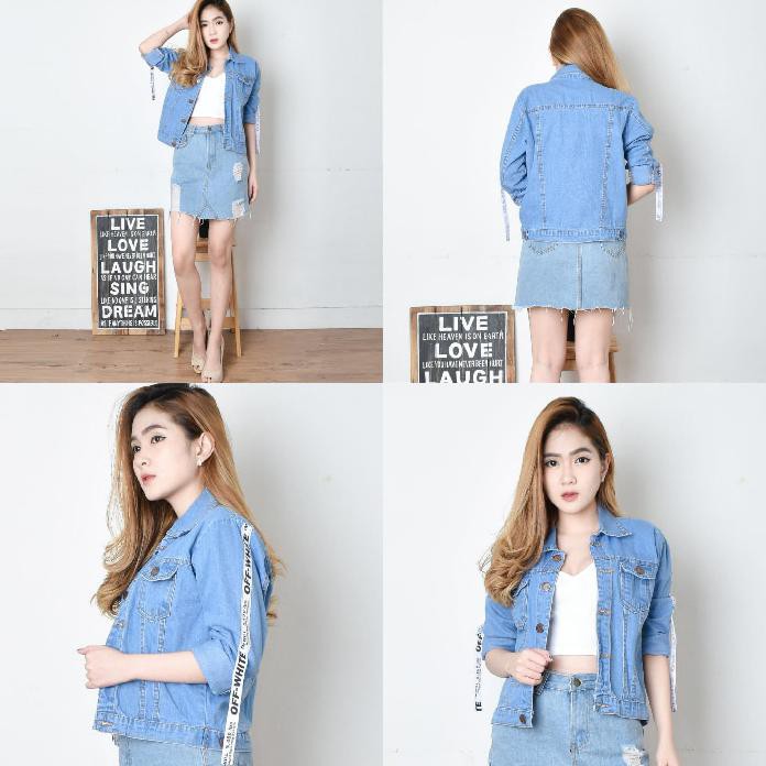 Jual Promo!! Jaket Jeans Leany List Ofw Putih | Shopee Indonesia