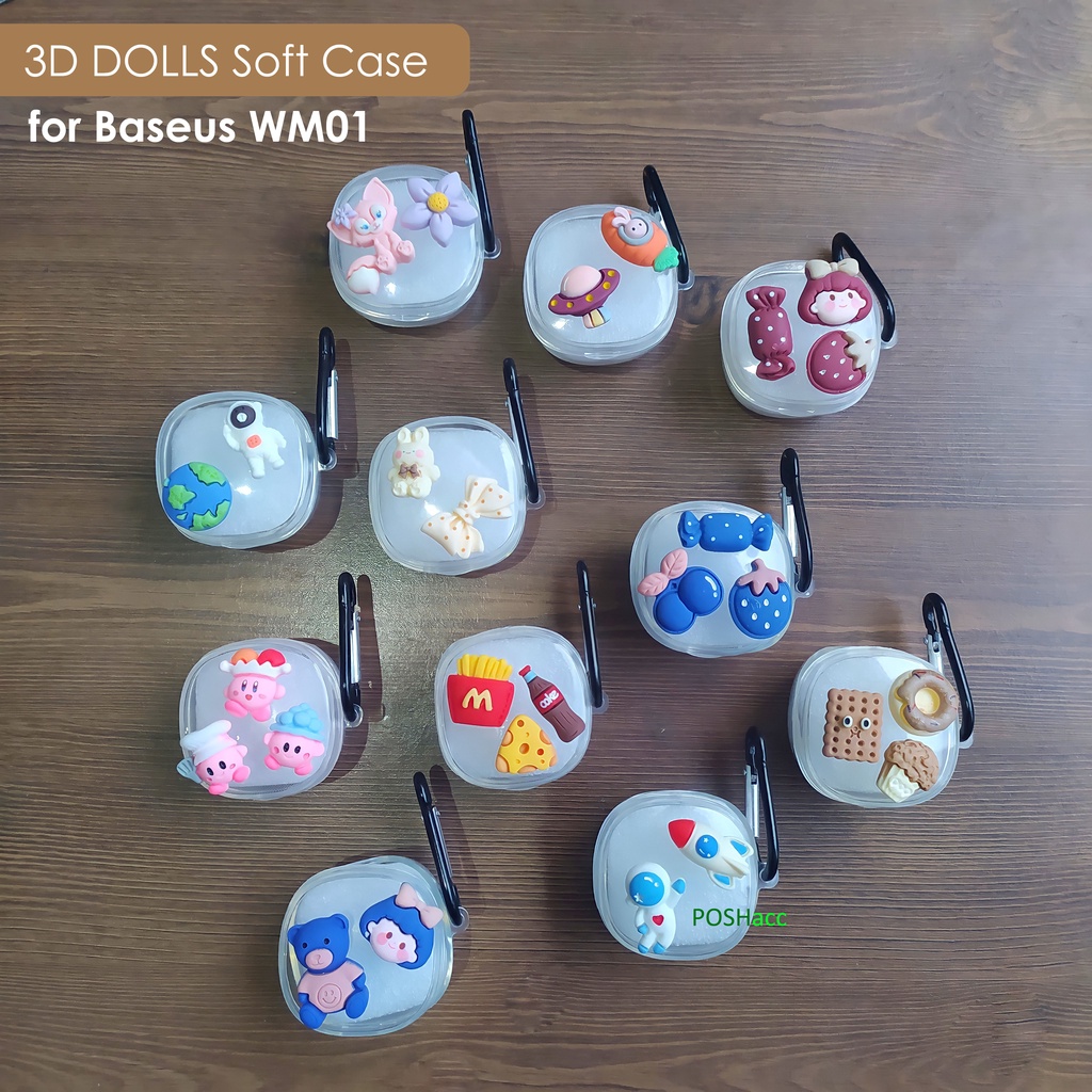 Jual Baseus WM01 Soft Case Motif Funny 3D Dolls - Earphone Protection ...