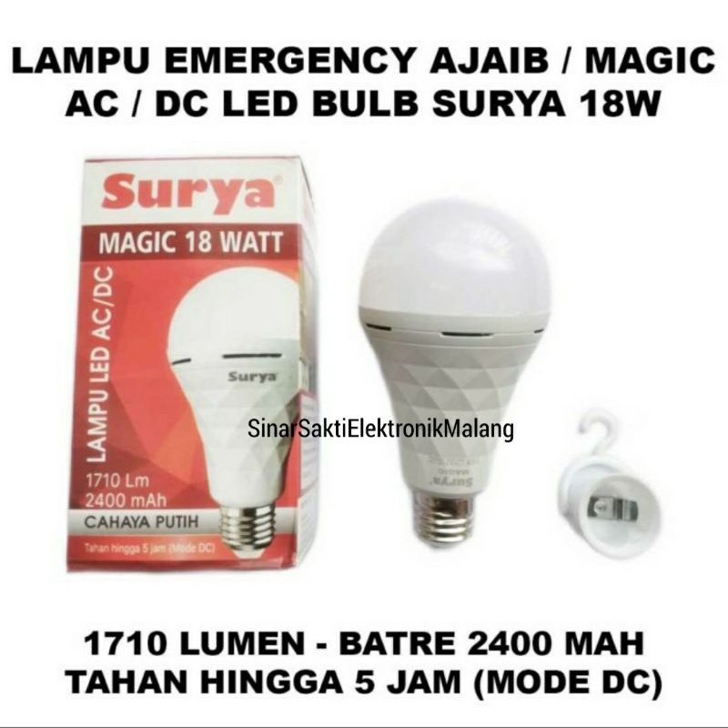 Jual Lampu Led Emergency Surya 18W 18 Watt Bohlam Magic Bulb Darurat Rechargeable Charge Cas ...