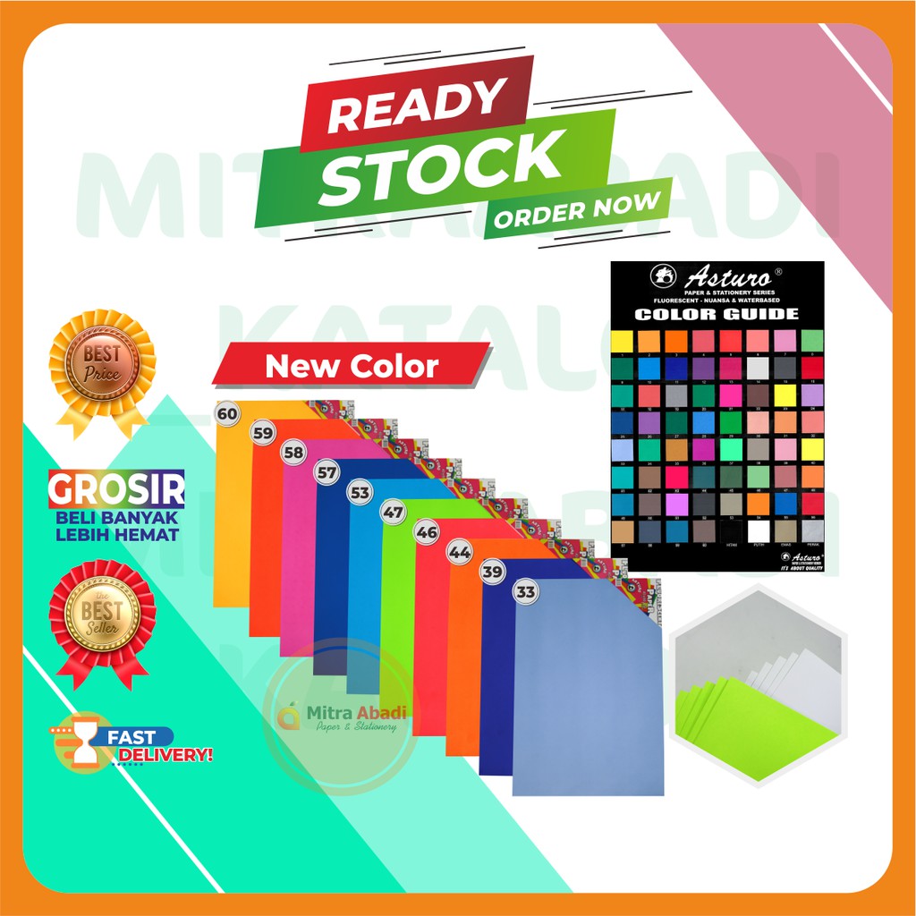 Jual KERTAS ASTURO KERTAS MADING KERTAS WARNA-WARNI KERTAS TUGAS POLOS ...