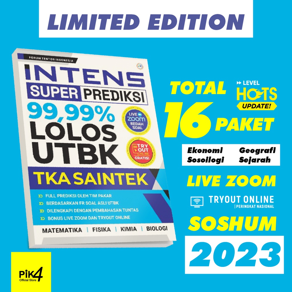 Jual Buku Intens Super Prediksi 99.99% Lolos dan Drilling UTBK SAINTEK ...