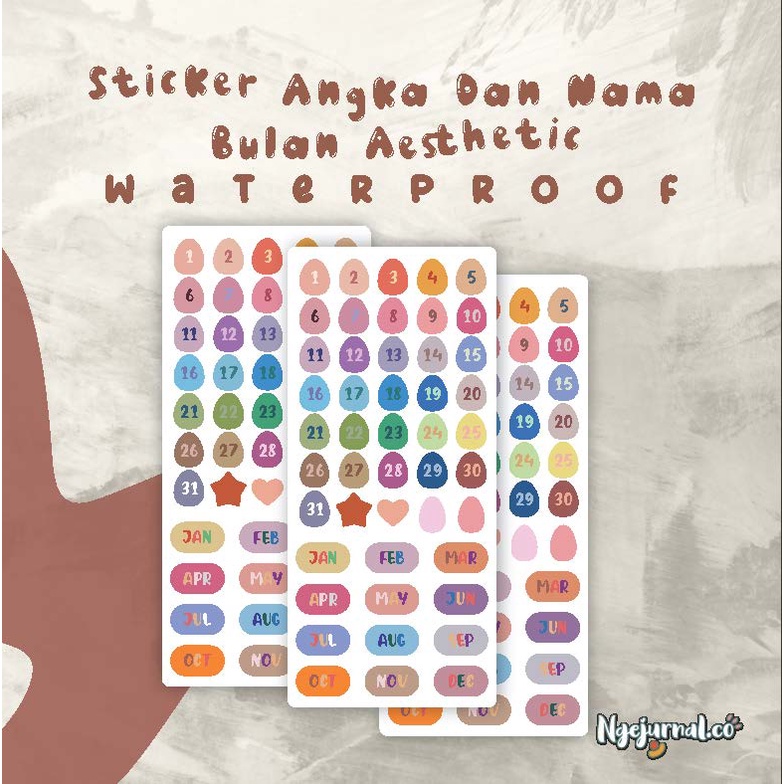 Jual 1 lembar Sticker Angka dan Nama Bulan Aesthetic Multifungsi ...