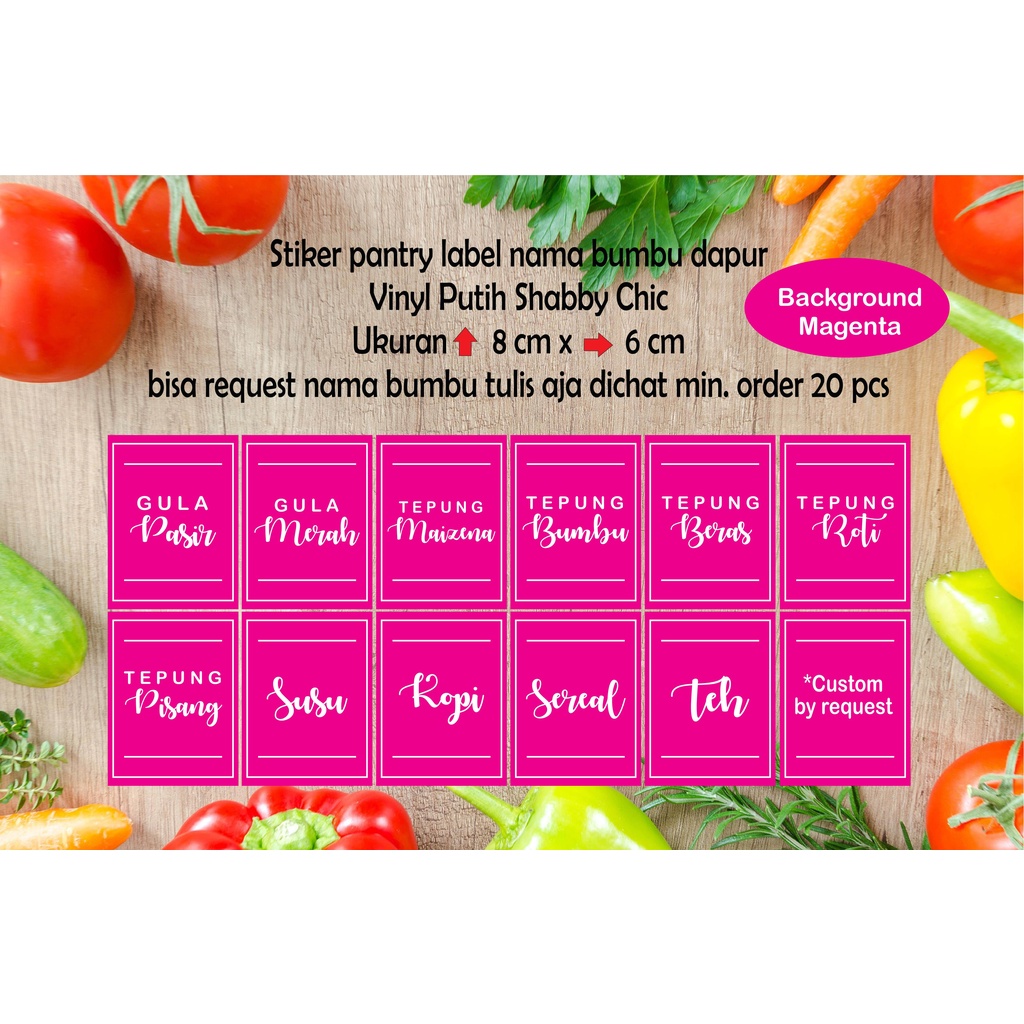 Jual Stiker Pantry Label Nama Bumbu Dapur Vinyl Putih Shabby Chic 8x6 ...