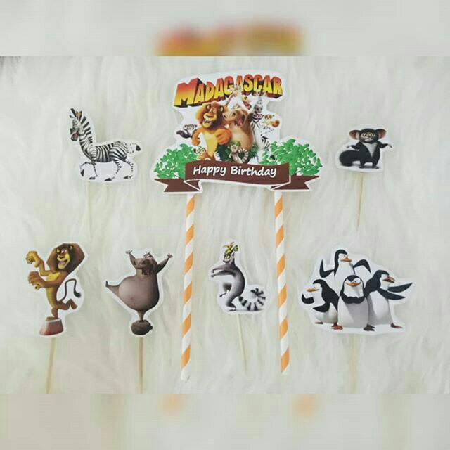 Jual Topper Madagascar topper ulang tahun topper puding topper tart ...