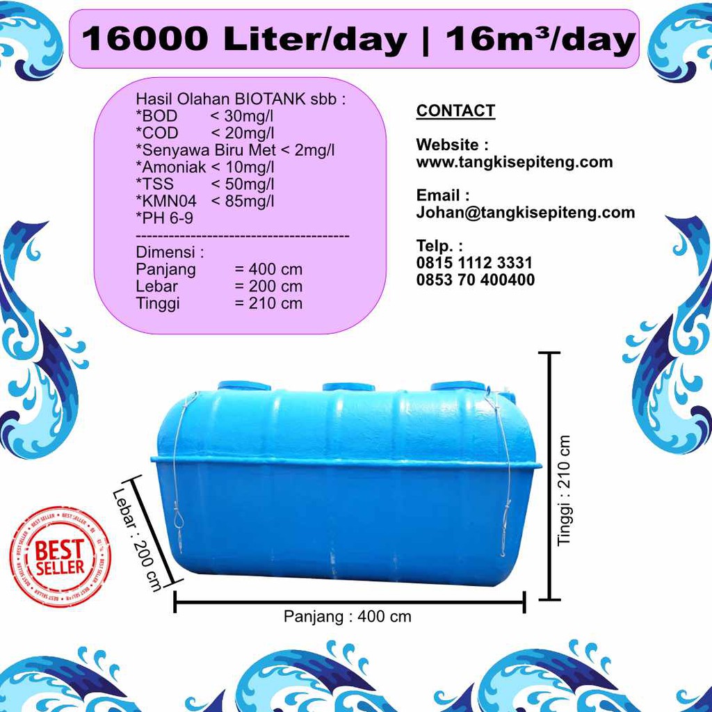 Jual BIOTECH Septic Tank 16000 Liter | 16 m3 | IPAL | Shopee Indonesia