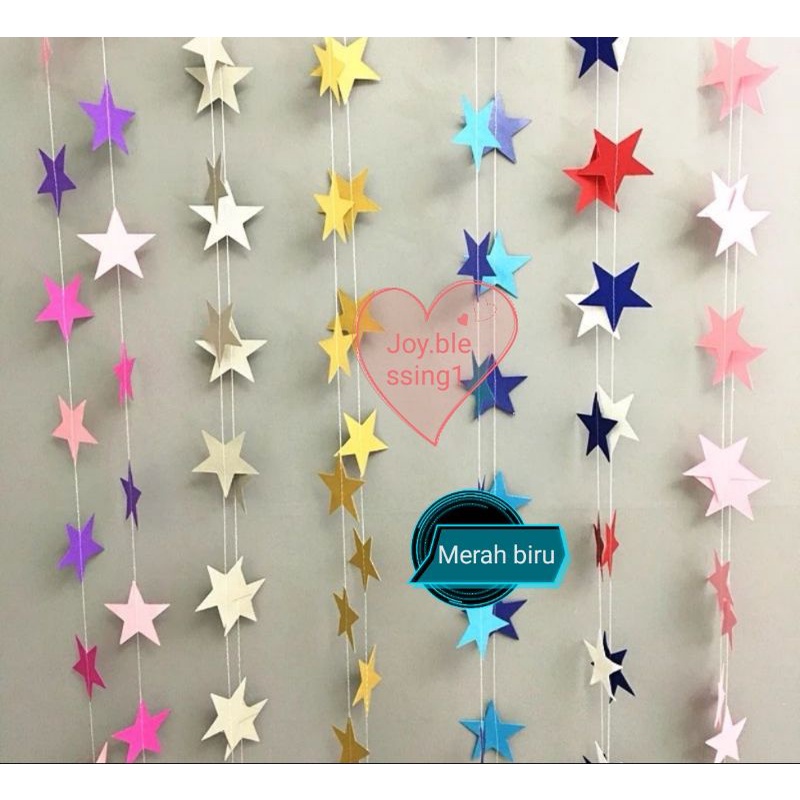 Jual PAPER GARLAND hiasan gantung bintang hati HBD 4 MTR | Shopee Indonesia