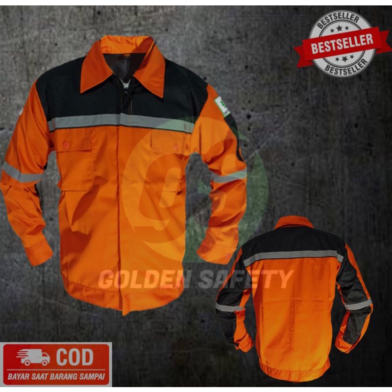 Jual WEARPACK SAFETY WARNA ORANYE KOMBINASI HITAM / BAJU KERJA ...