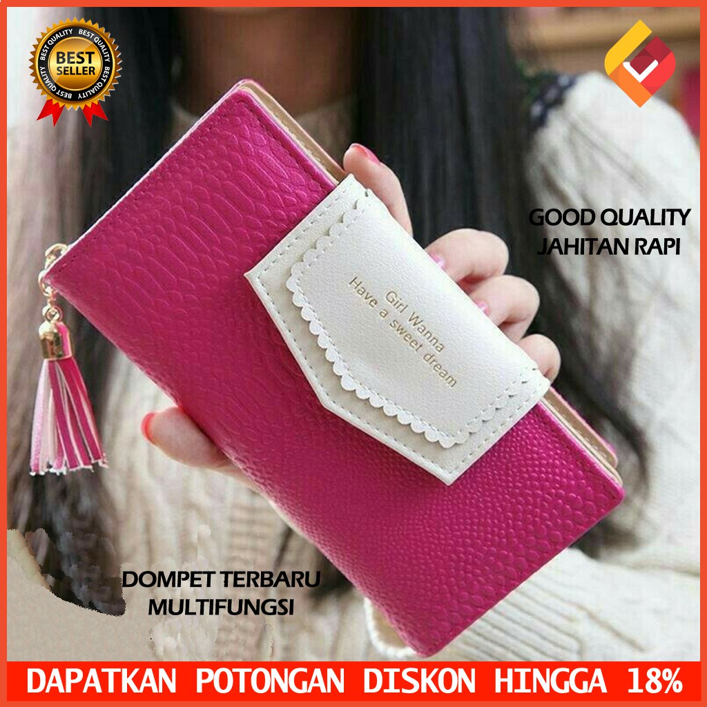 Jual Dompet Wanita Dompet Lipat Fashion Wanita Murah COD Promo Terbaru Simple Elegant Korea N9X2 ...