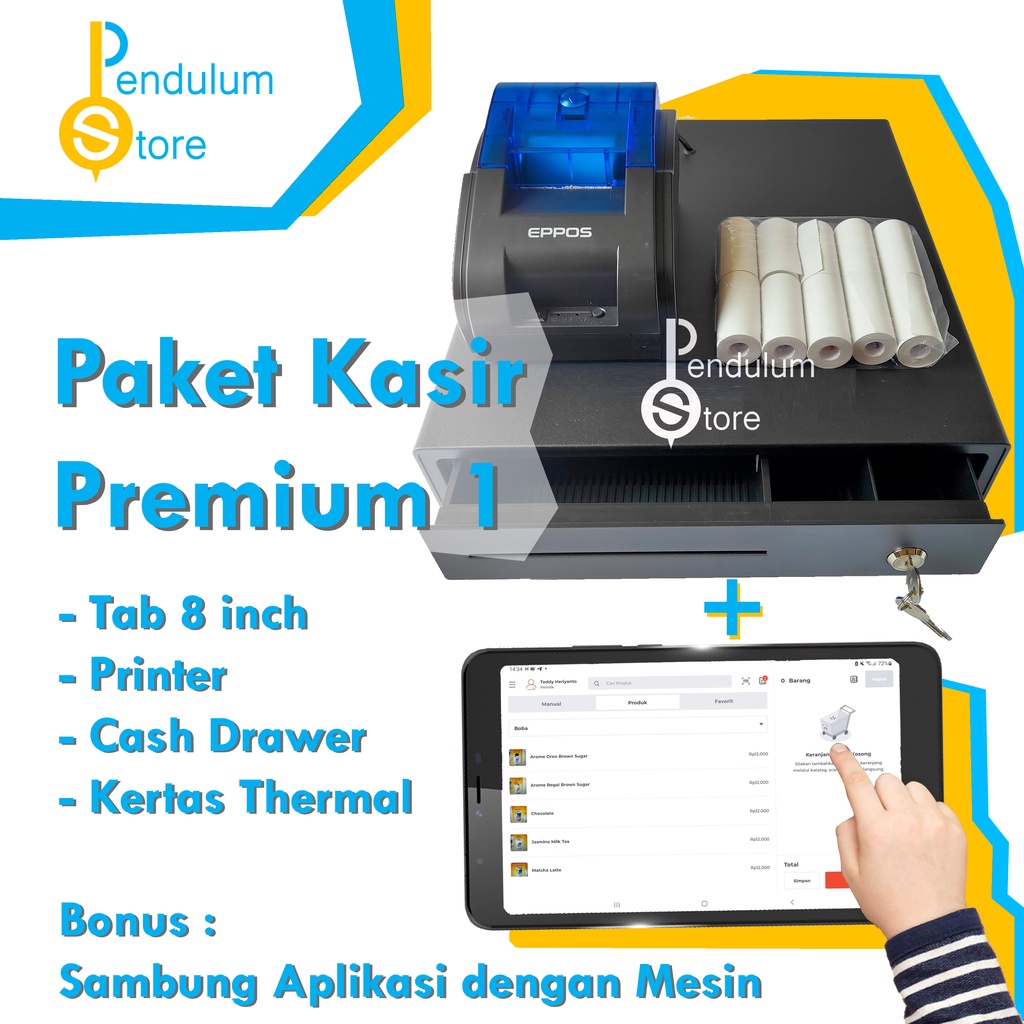 Jual Paket Kasir Premium 1: Tab 8 Inch + Cash Drawer + Printer + Kertas ...