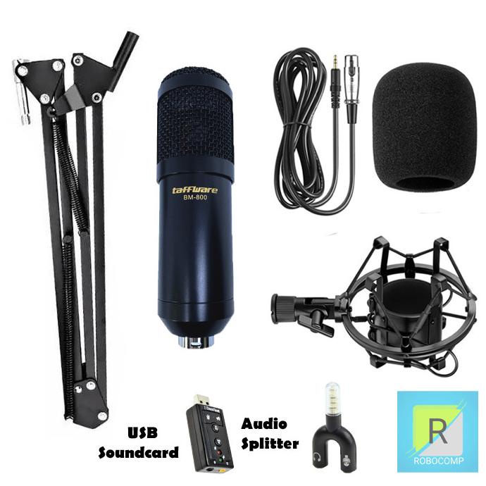 Jual Paket Mic Siap Pakai Taffware BM800 Stand Soundcard & Splitter ...