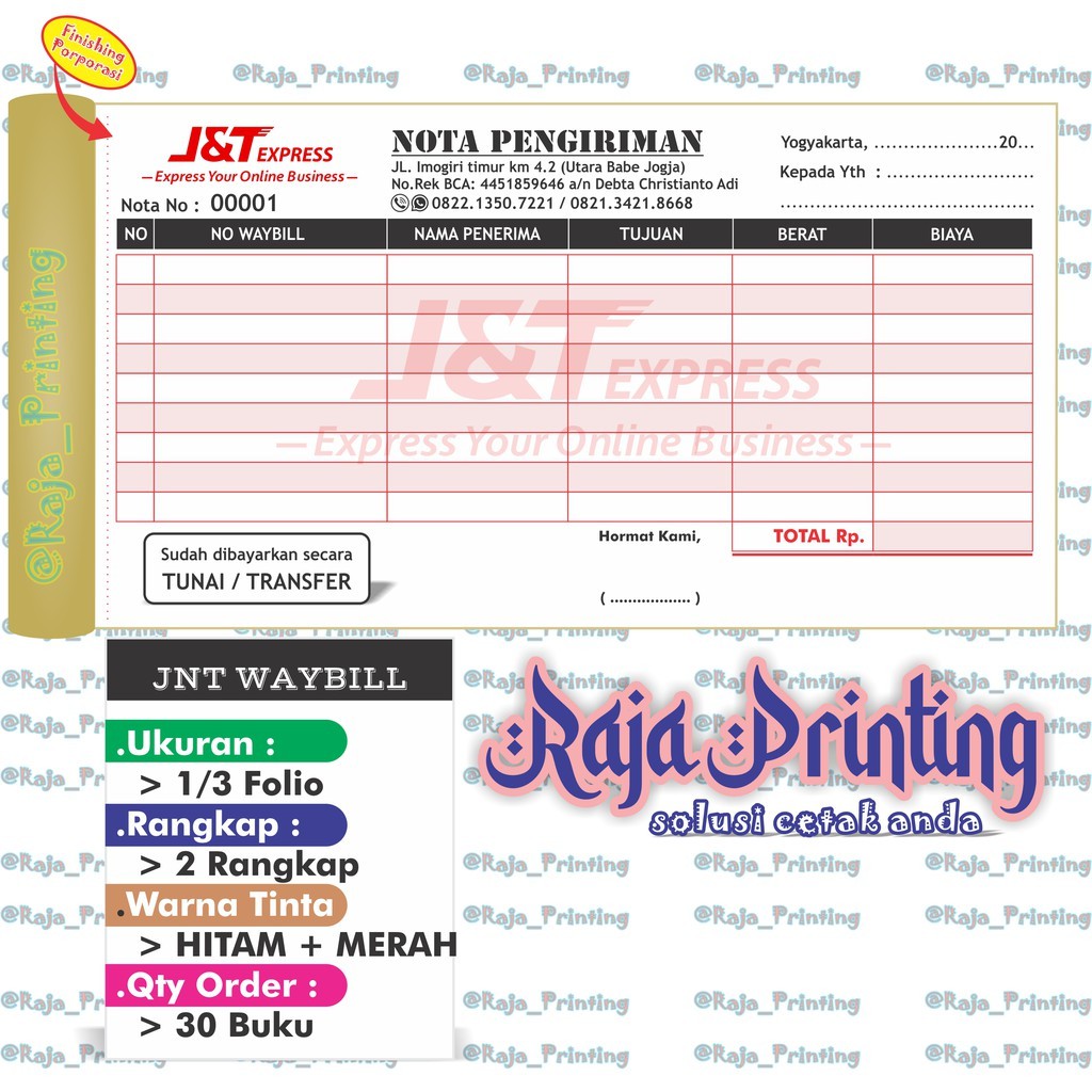 Jual (GRATIS DESAIN) NOTA 1/3 CUSTOM 4ply + Nomerator (isi 200/buku ...