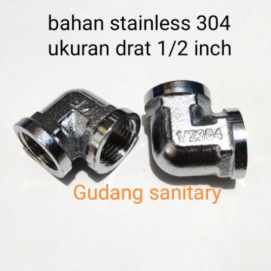 Jual knee stainless 304 1/2 inch knee drat dalam 1/2 inch knee elbow stainless sus 304 | Shopee ...