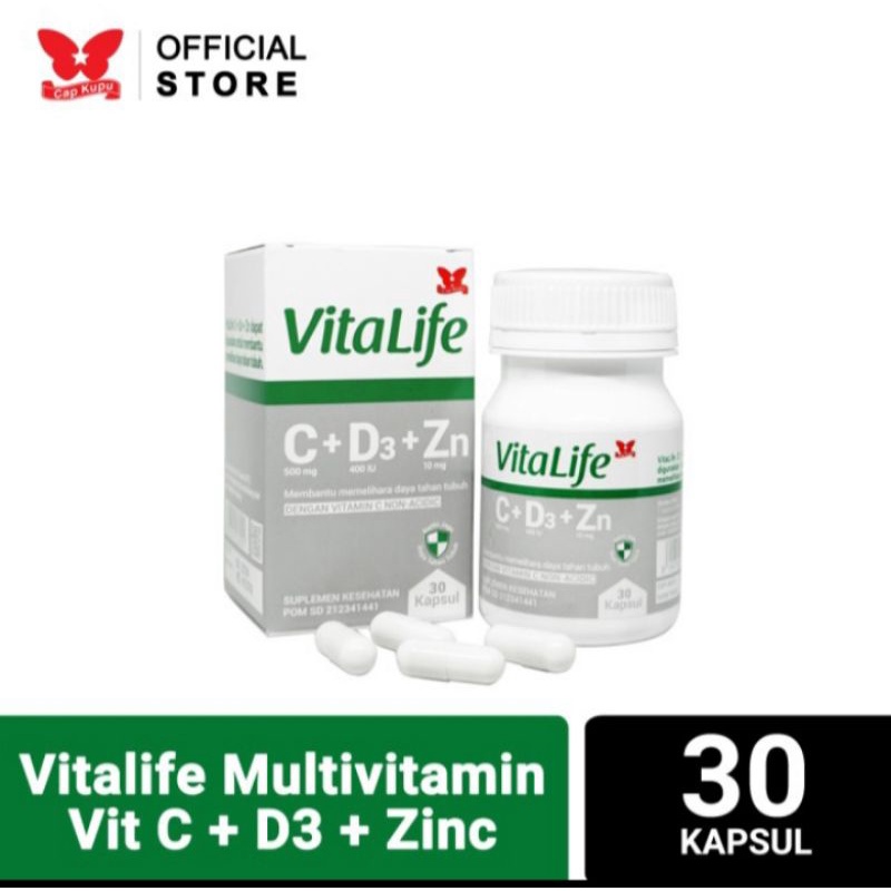 Jual Vitalife Multivitamin Vit C + D3 dan Zinc isi 30 tablet | Shopee ...