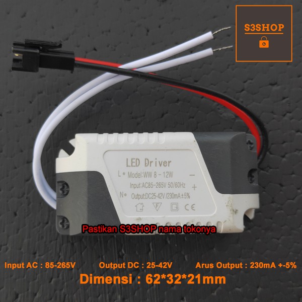 Jual LED Driver 8w - 12w DC 230mA Casing Plastik | Shopee Indonesia