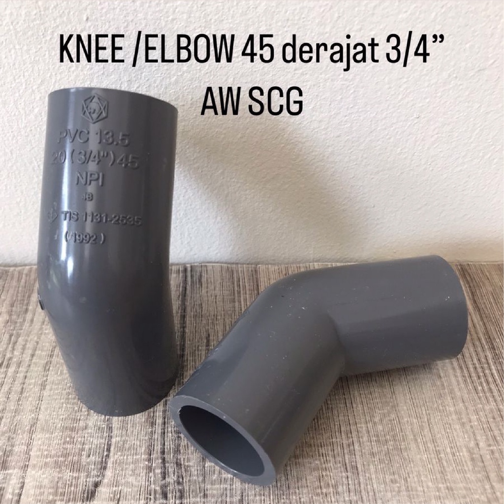 Jual Knee Elbow PVC 45 derajat 3/4" AW SCG | Shopee Indonesia