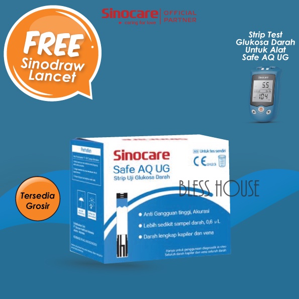 Jual (EXPIRED 26MARET2025) Sinocare Safe AQ UG Strip Uji Test Gula ...