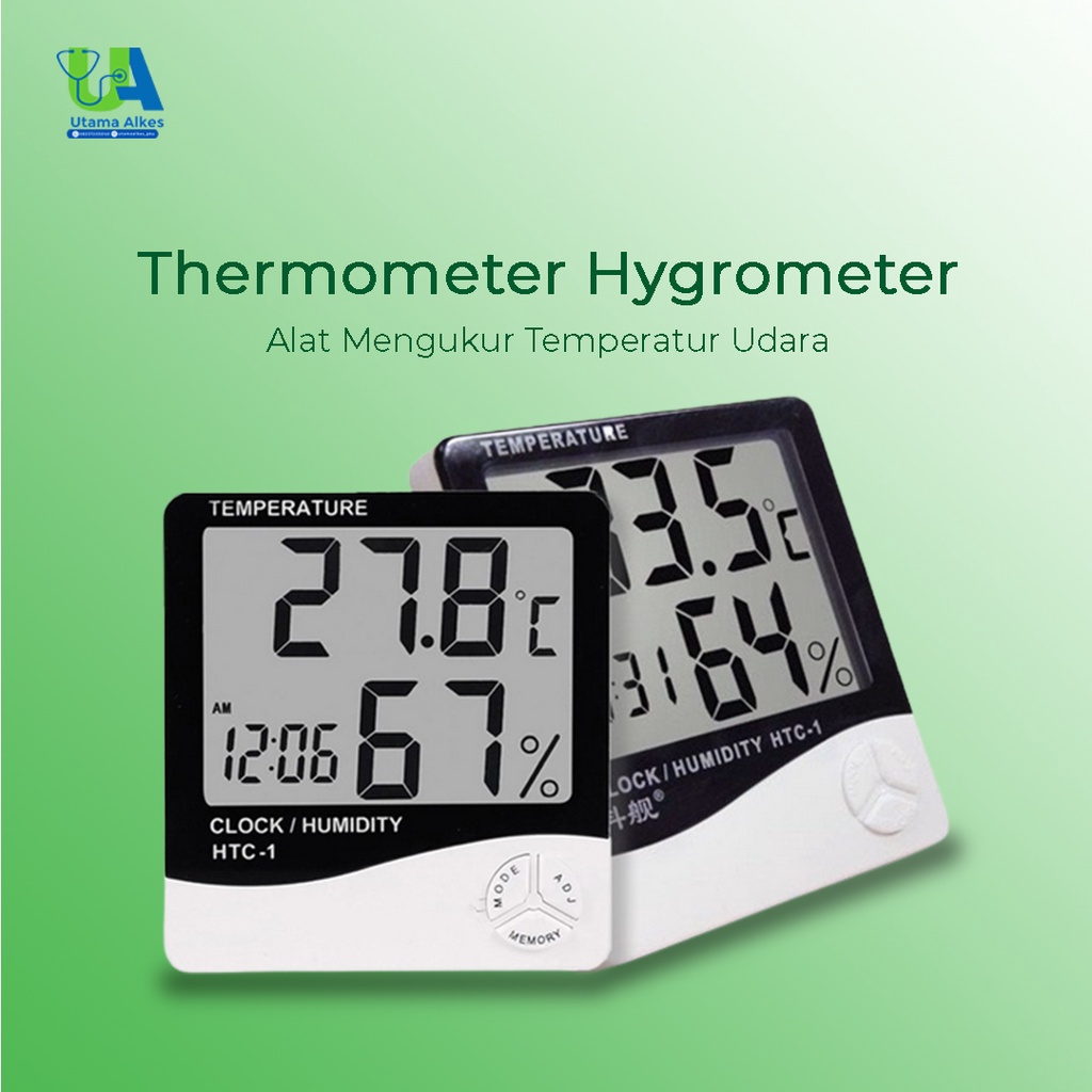 Jual THERMOMETER HYGROMETER | TERMOMETER RUANGAN CLOCK | DIGITAL | HTC ...