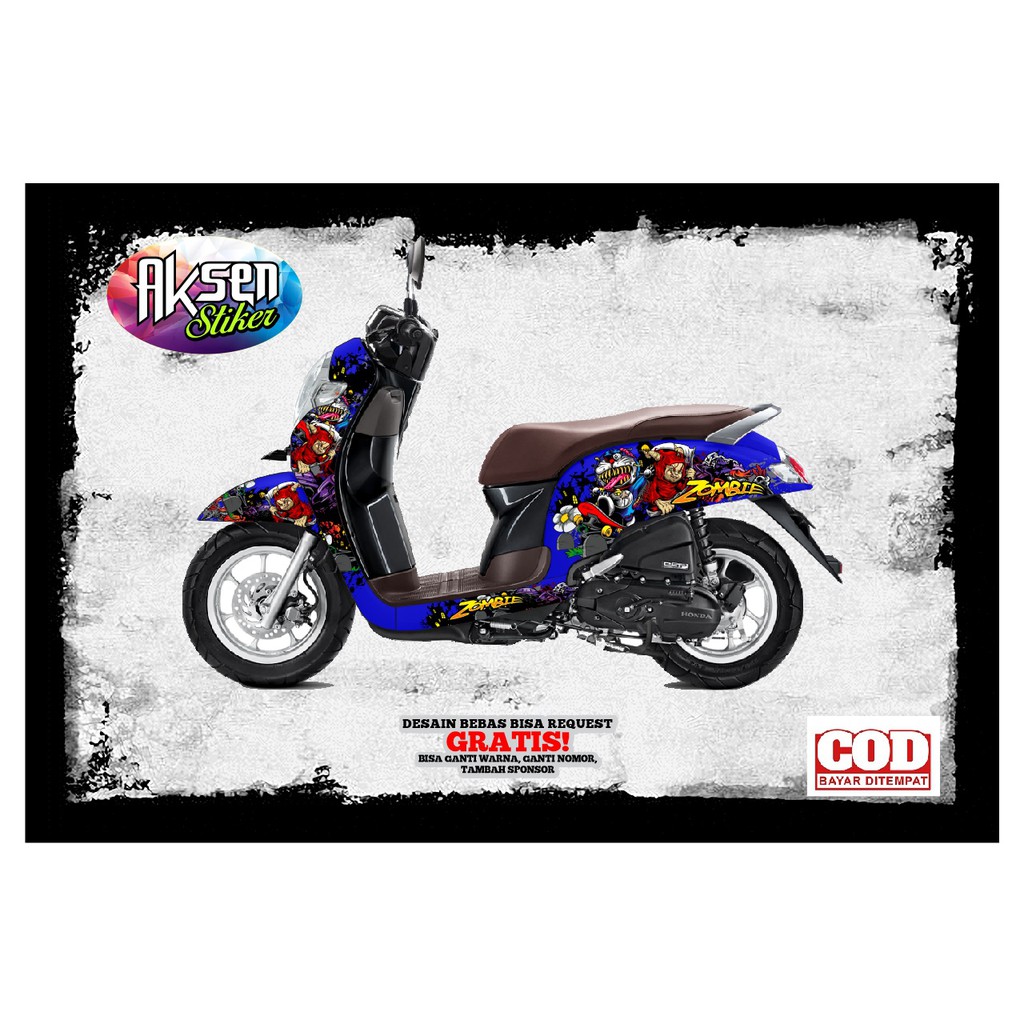 Jual Stiker Scoopy Decal Scoopy New Zombie Full Body Full Blok Decal ...