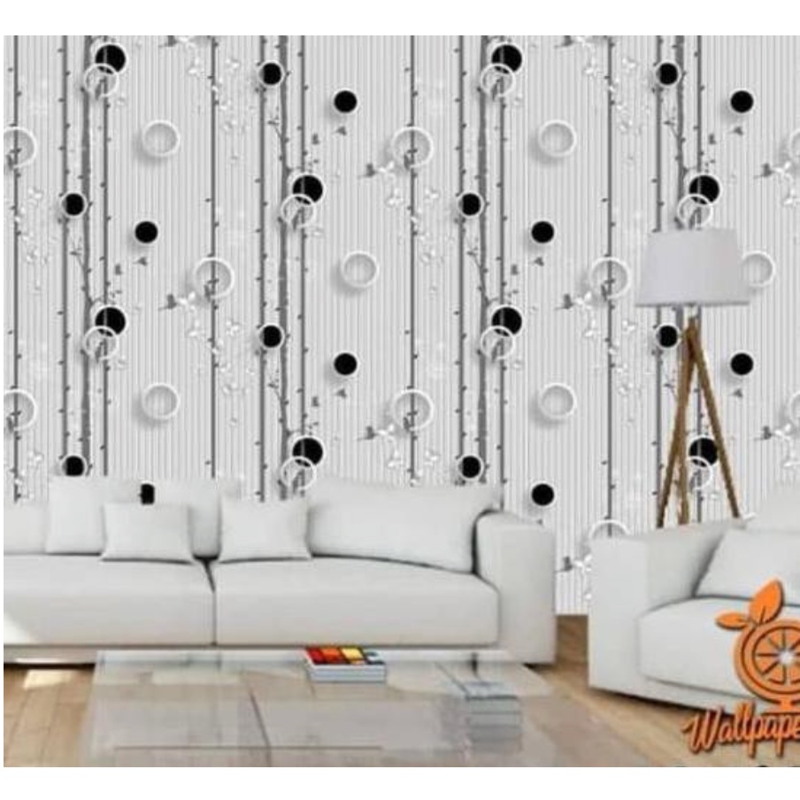 Jual WALLPAPER DINDING ukuran 45 cm x 10 M Motif Garis Hitam Putih Salur Stripe Polkadot ...