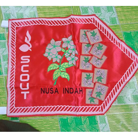Jual 1 Set Bendera Regu + Tanda Regu Bunga Nusa Indah Pramuka Bordir ...