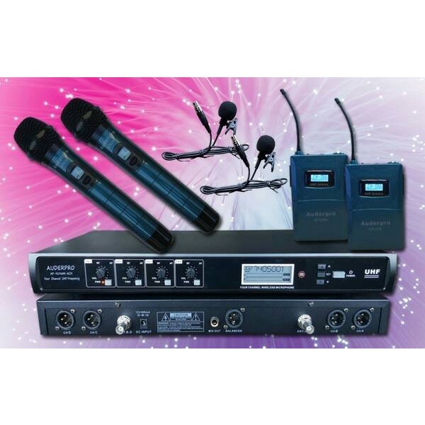 Jual MICROPHONE WIRELESS AUDERPRO AP-929-2H2L (2 Mic Genggam + 2 Mic ...