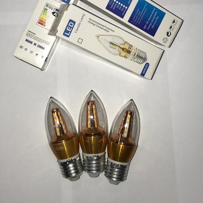 Jual PROMO Lampu Candle LED 5W fitting E27 kuning Hias 5 watt bohlam lilin gantung. | Shopee ...